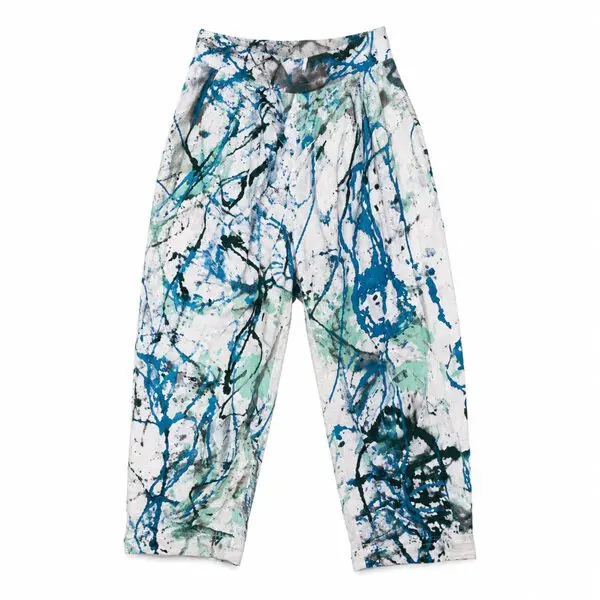 MIRO MISLJEN Blue / White Kimono Graffiti Trousers