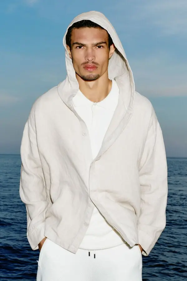 Alo Yoga Linen Days Button Up Hoodie - Bone