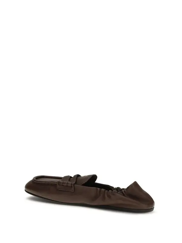 Miu Miu Ruched Nappa Leather Loafers - Brown
