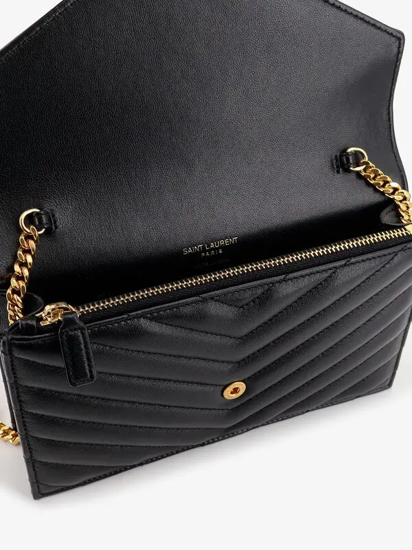 Saint Laurent Quilted Leather Crossbody Bag With Metal Cassandre Logo - Multicolor
