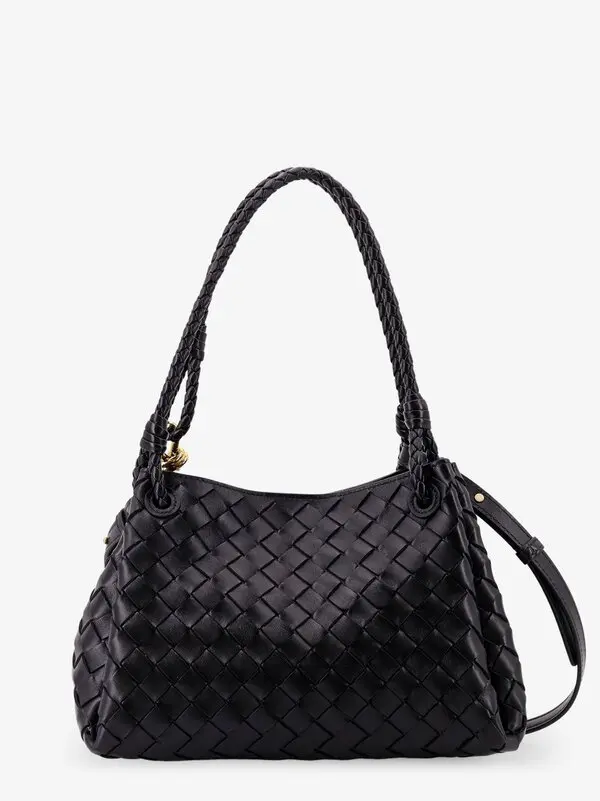 Bottega Veneta Parachute Leather Shoulder Bag With Intrecciato Motif And Knot Detail - Multicolor