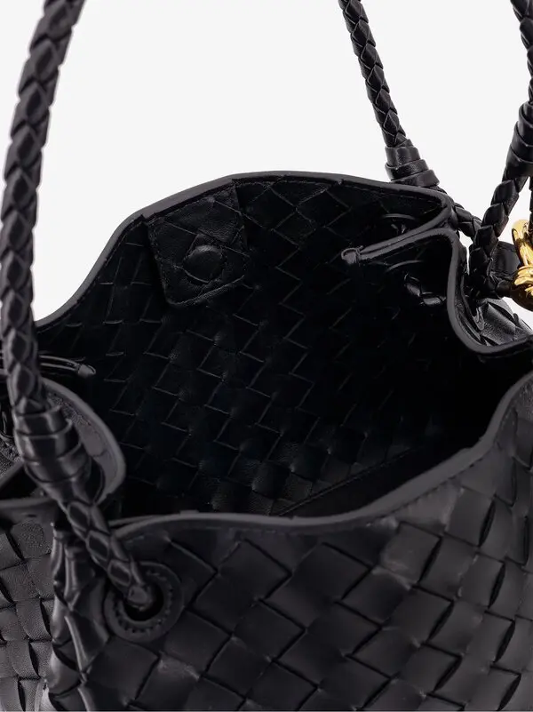 Bottega Veneta Parachute Leather Shoulder Bag With Intrecciato Motif And Knot Detail - Multicolor