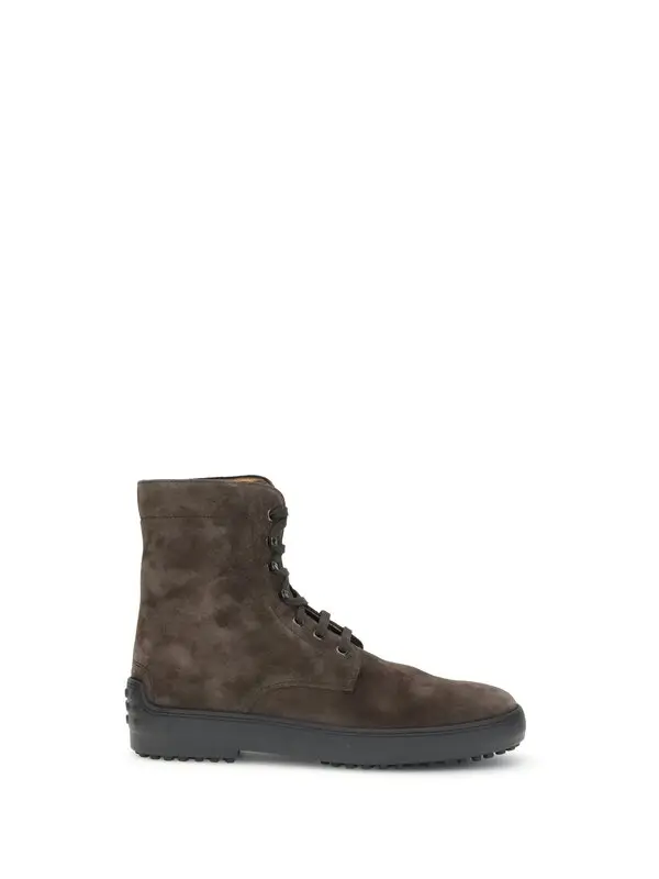TOD'S Suede Lace-up Ankle Boots With Lug Sole - Brown