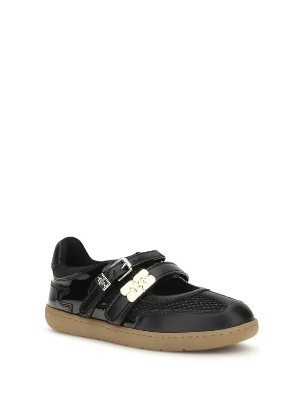 GANNI Sue Ballerinas With Buckle Detail - Black