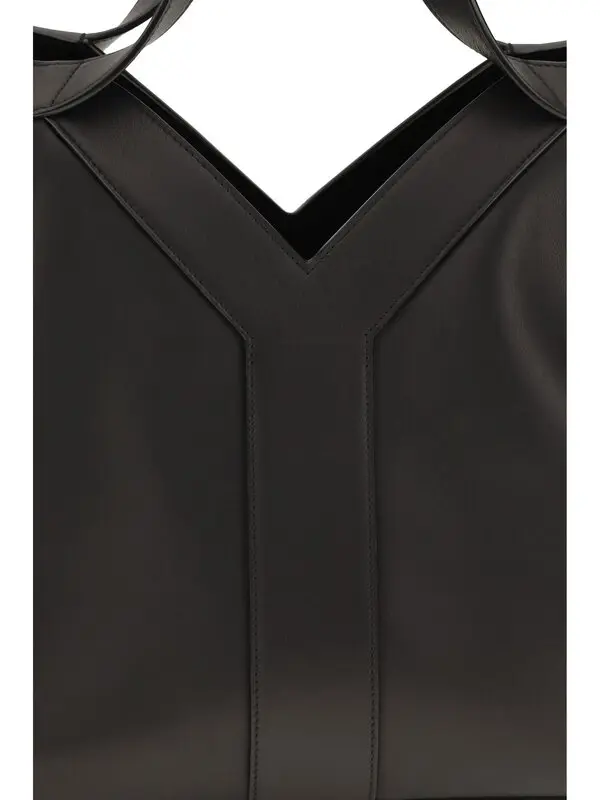 Saint Laurent Small Y Tote Bag In Grained Leather - Black