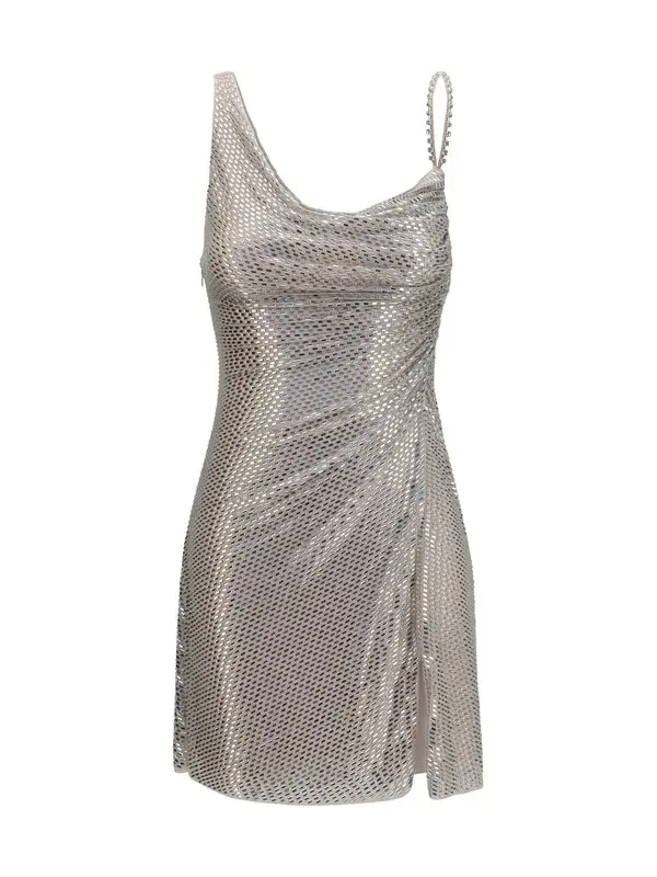 SELF-PORTRAIT Sequins Draped Dress - Silver