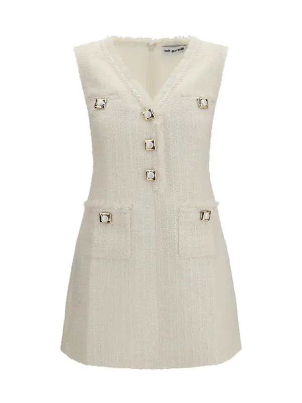 SELF-PORTRAIT Sleeveless Bouclé Mini Dress