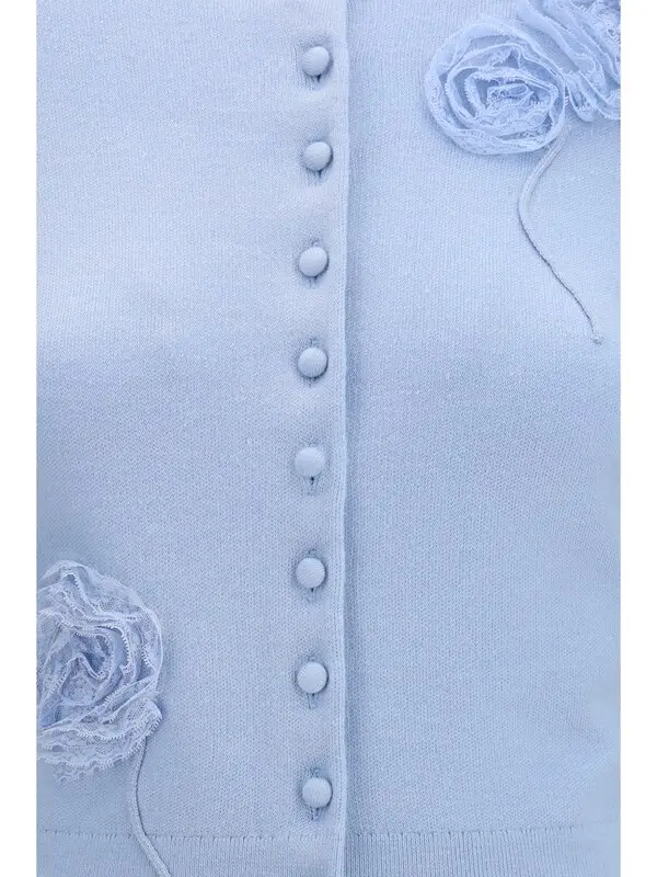 SELF-PORTRAIT Floral Appliqué Knit Cardigan