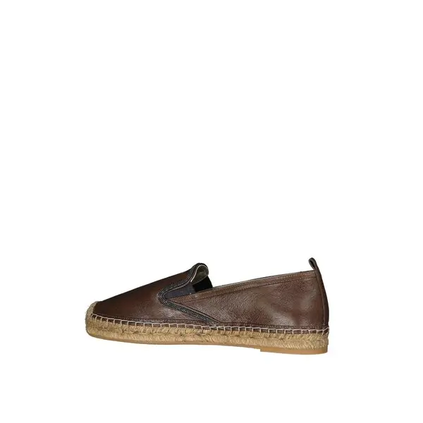 Brunello Cucinelli Leather Espadrilles With Monili Embellishment - Brown