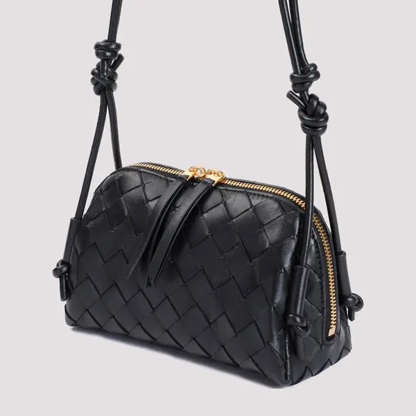 Bottega Veneta Woven Leather Concert Bag - Black