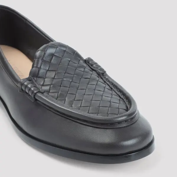 Bottega Veneta Silenzio Loafers In Supple Nappa Leather With Intrecciato Detailing - Brown
