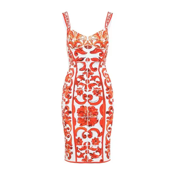 Dolce & Gabbana Charmeuse Maiolica Midi Dress - Multicolor