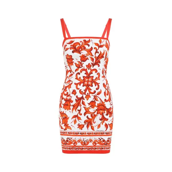 Dolce & Gabbana Charmeuse Maiolica Mini Dress - Multicolor