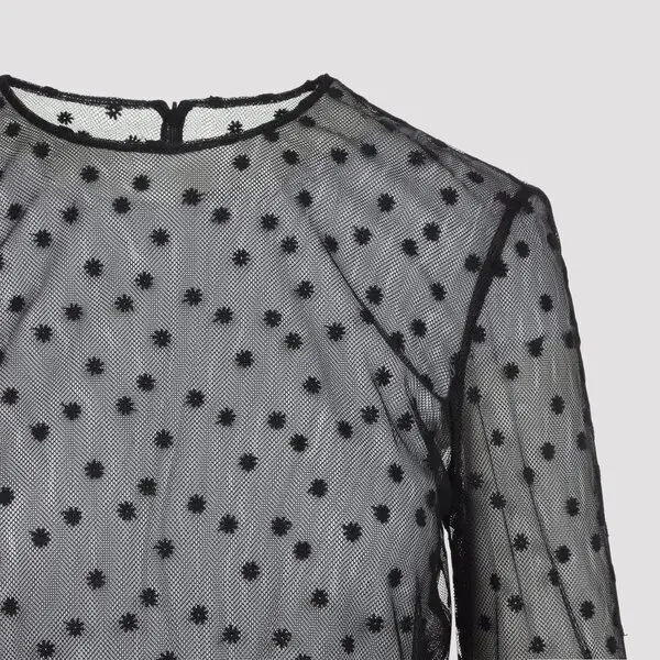 Alberta Ferretti L/s Pois Tulle Top