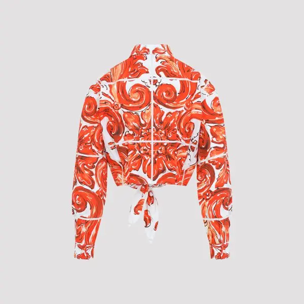 Dolce & Gabbana Poplin Maiolica Print Cropped Shirt - Multicolor