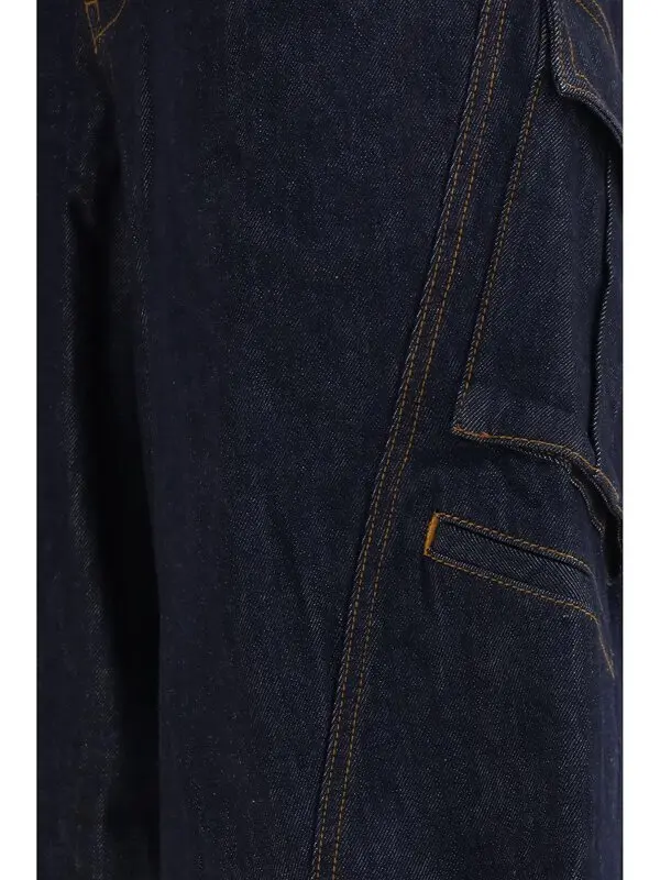 SELF-PORTRAIT Barrel-leg Cargo Jeans - Blue
