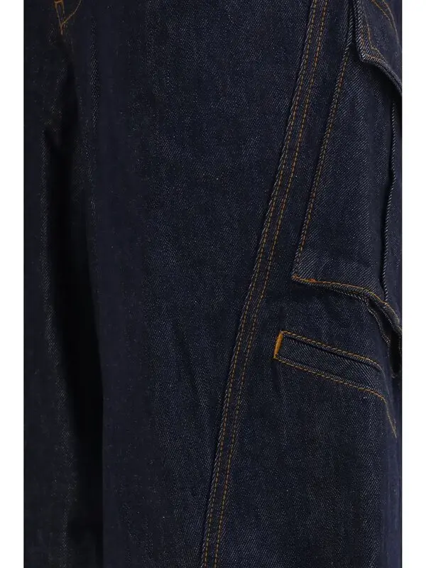 SELF-PORTRAIT Barrel-leg Cargo Jeans - Blue
