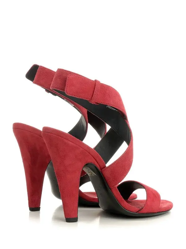 Alaïa Suede Cone Heel Sandals - Red