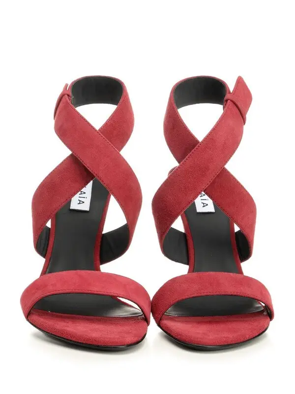 Alaïa Suede Cone Heel Sandals - Red