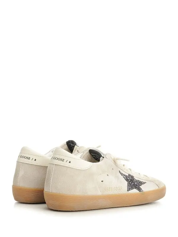 GOLDEN GOOSE Super Star" Suede Sneakers With Glitter Star Detail - Gray