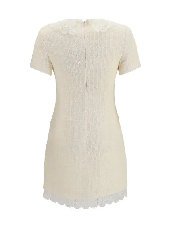 SELF-PORTRAIT Tailored Mini Dress With Bouclé Lace Inserts And Pearl Buttons - Multicolor