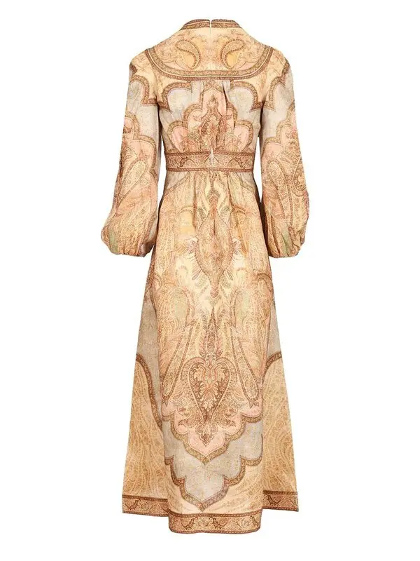 Zimmermann Wanderlust Midi Dress In Tapestry Print Linen