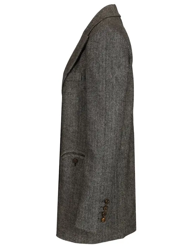 BLAZÉ MILANO Everyday" Double-breasted Herringbone Wool Blend Blazer