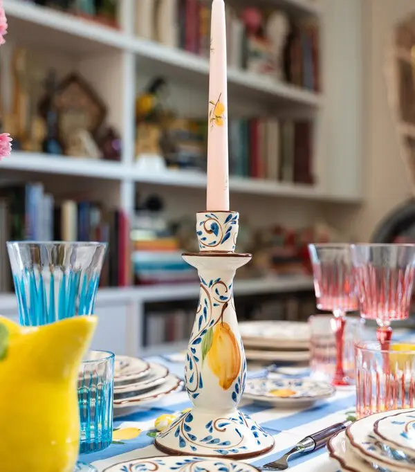 LES-OTTOMANS Ceramic Positano Lemons Candle Holder