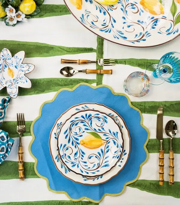 LES-OTTOMANS Ceramic Positano Lemons Serving Tray