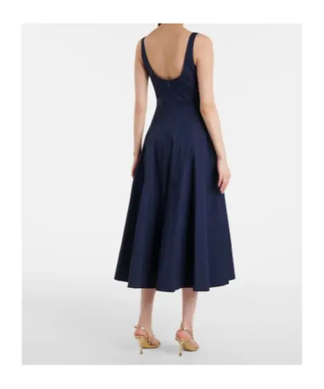 Staud Wells Pleated Cotton Midi Dress