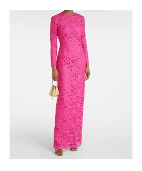 Oscar De La Renta Floral Asymmetric Guipure Gown