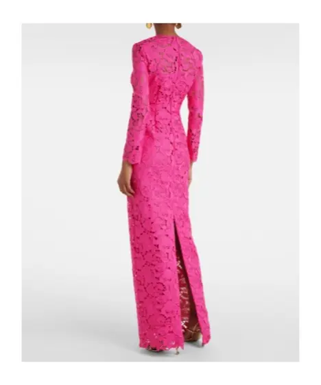 Oscar De La Renta Floral Asymmetric Guipure Gown