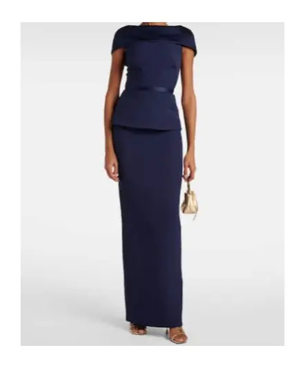 Safiyaa Rella Draped Peplum Heavy Crêpe Midi Dress