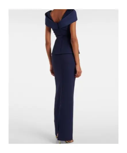 Safiyaa Rella Draped Peplum Heavy Crêpe Midi Dress