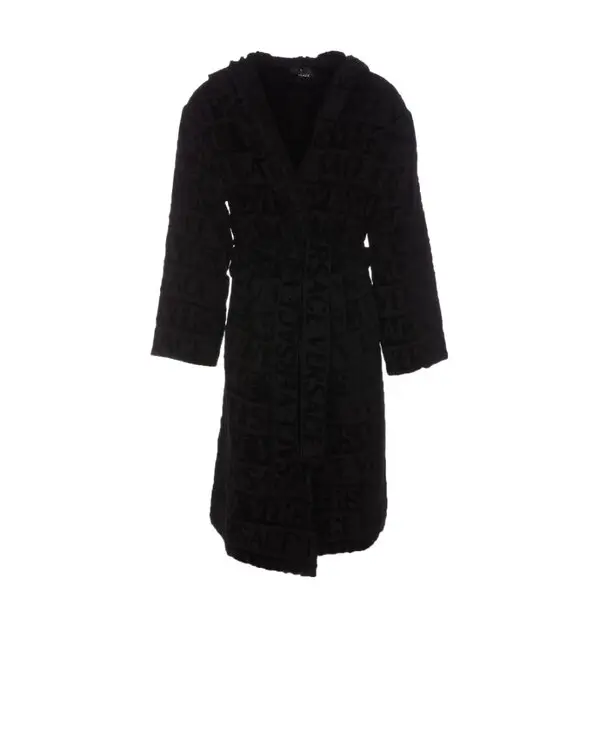 Versace All-over Patterned Belted Towelling Robe - Black