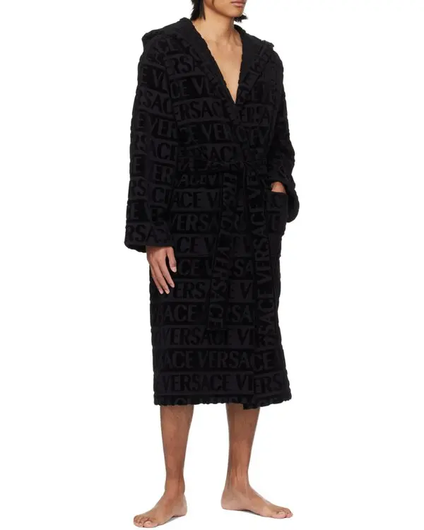 Versace All-over Patterned Belted Towelling Robe