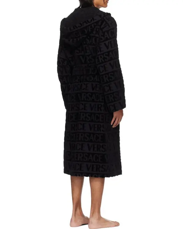 Versace All-over Patterned Belted Towelling Robe