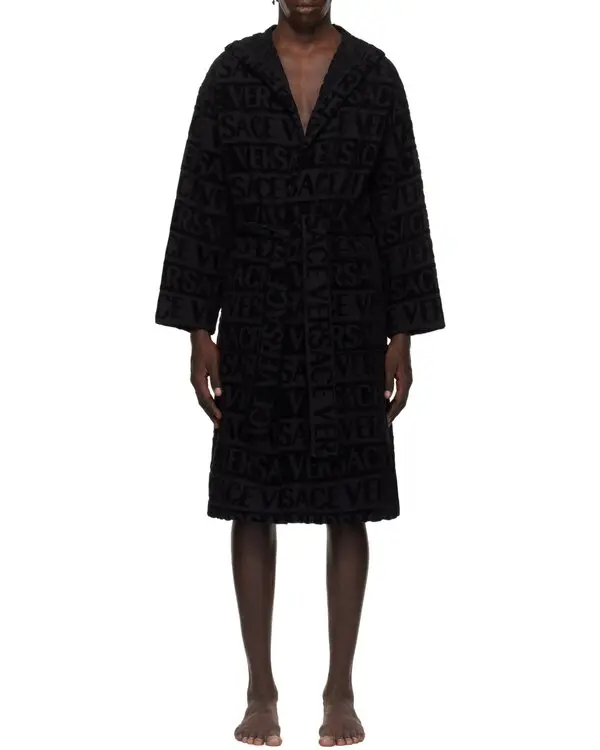 Versace All-over Patterned Belted Towelling Robe