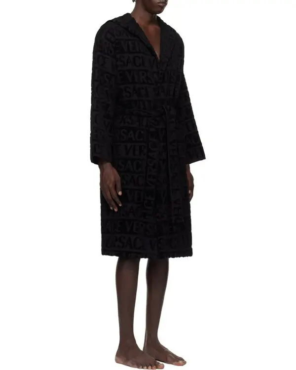 Versace All-over Patterned Belted Towelling Robe