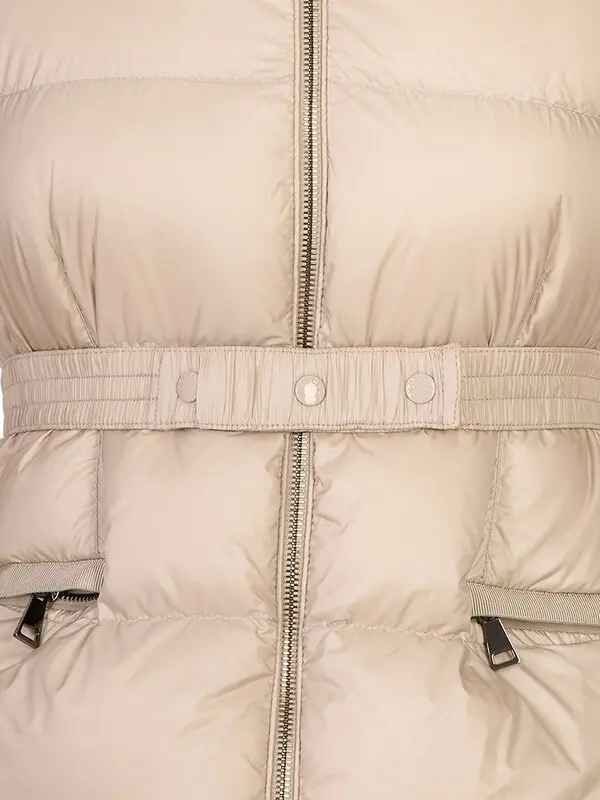 Moncler Boed Hooded Shearling-trimmed Short Down Jacket