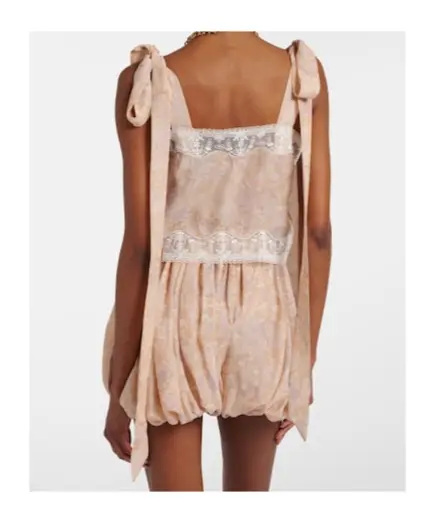 Chloé Floral Lace-trimmed Silk Top