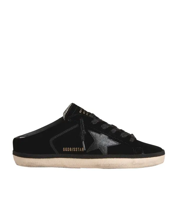 GOLDEN GOOSE Superstar Lace-up Velvet Sabots - Black
