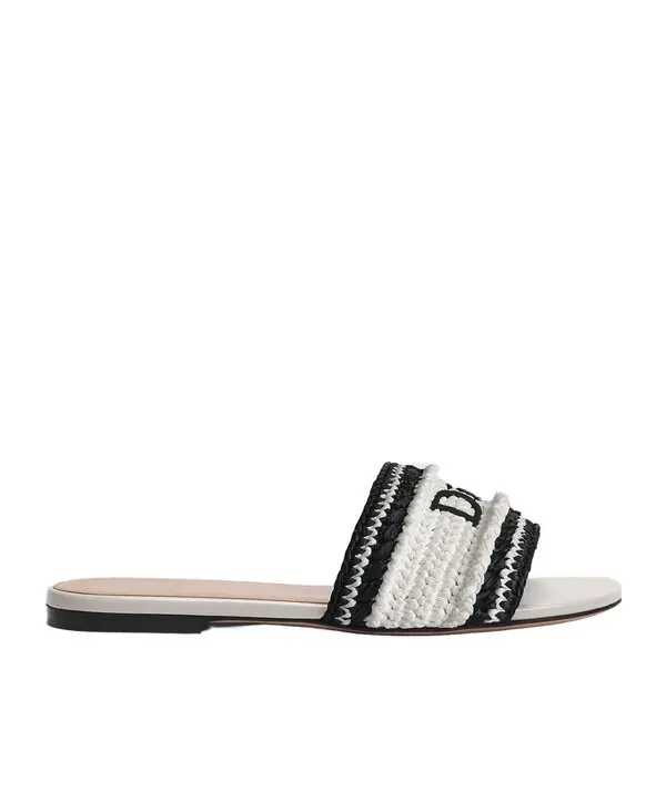 Dior Riviera Woven Slide Sandals - Black