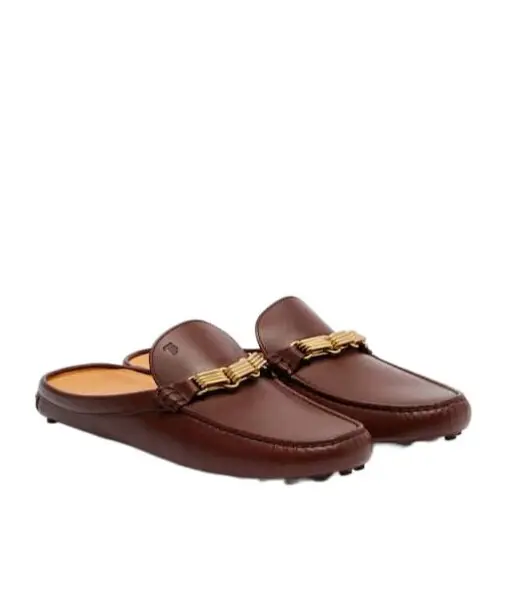 TOD'S Chain-detail Leather Mules - Brown