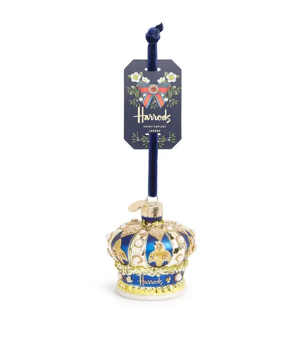 Harrods Embellished Crown Tree Decoration - Blue