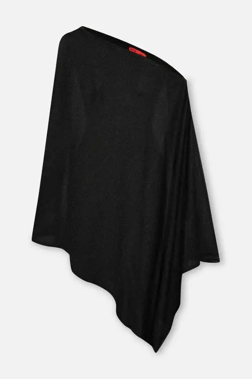 PCFG STORE Asymmetric Sheer Pareo Dress - Black