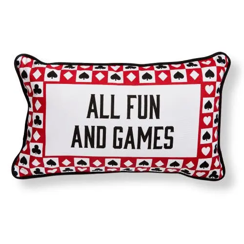 TAG All Fun And Games Lumbar Pillow Multi Cotton Cover 20x13x1 - Red