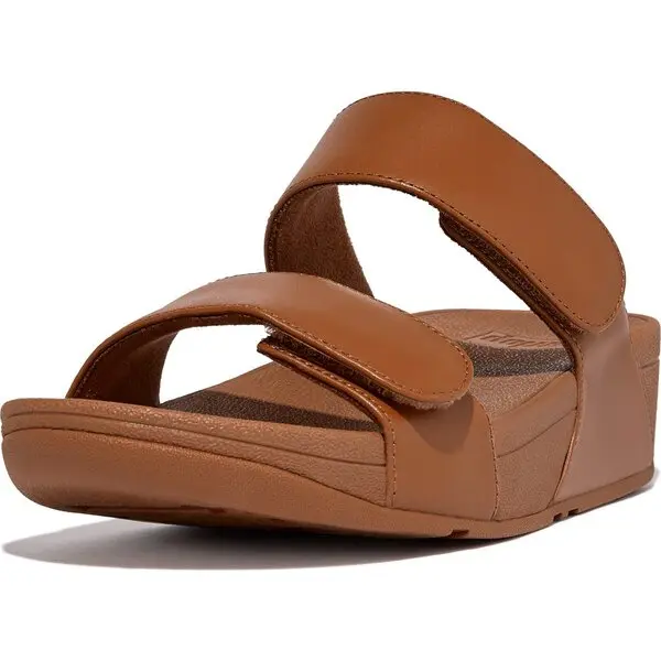Fitflop Lulu Adjustable Leather Slides - Light Tan