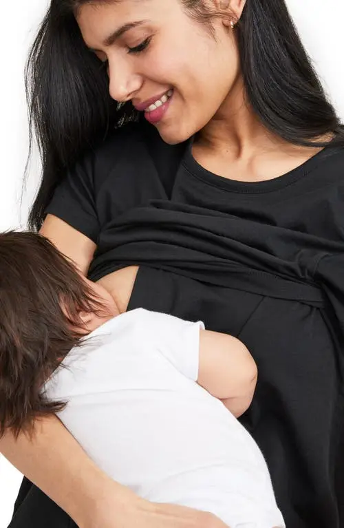 Hatch Collection Luxe Nursing Tee In Pima Cotton - Black