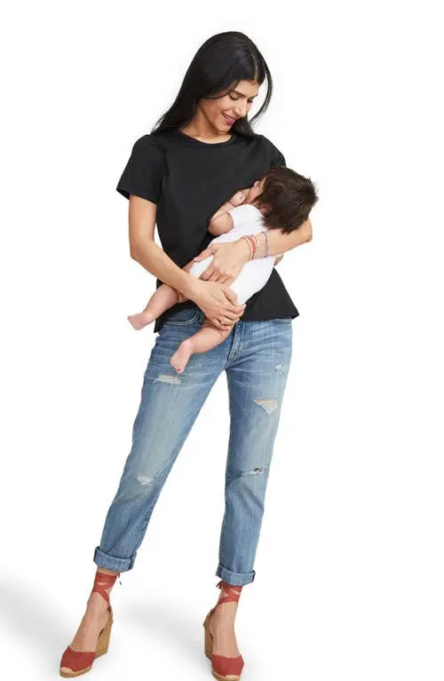 Hatch Collection Luxe Nursing Tee In Pima Cotton - Black